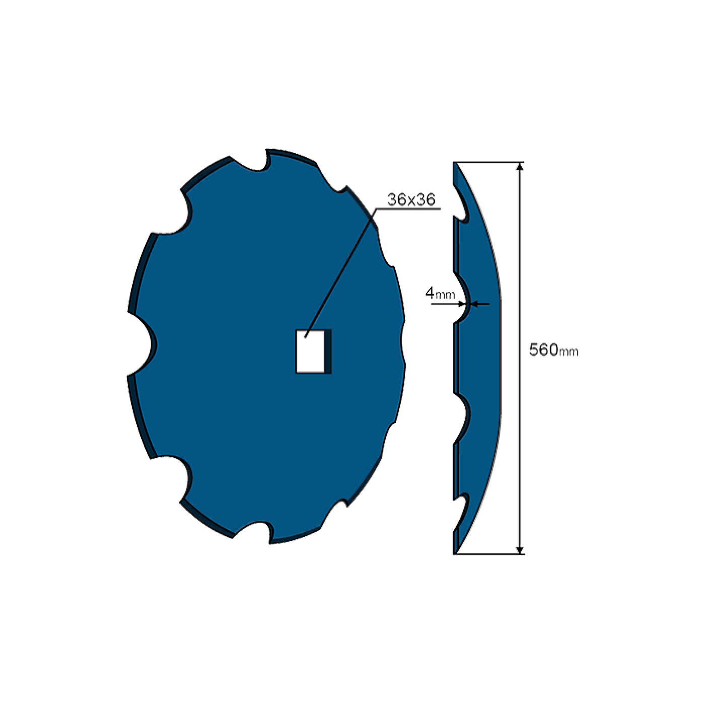 Discs : 11-456 Notched disc 22 36x36 Bellota