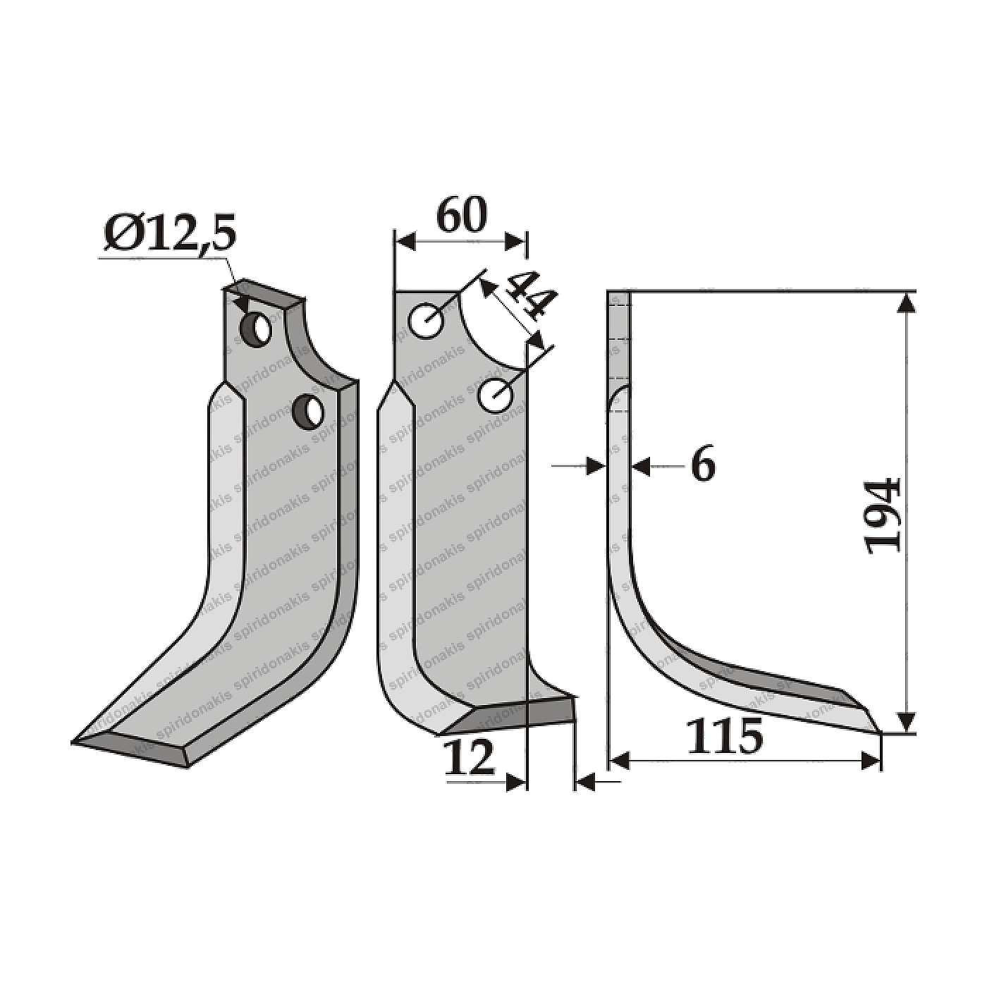 Blades : 255020L Rotary Cultivator Blade for Maschio 60x6 ...